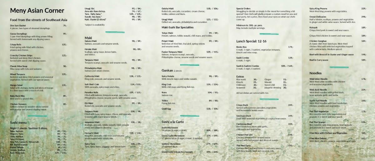 Menu at Asian Corner restaurant, Bergen
