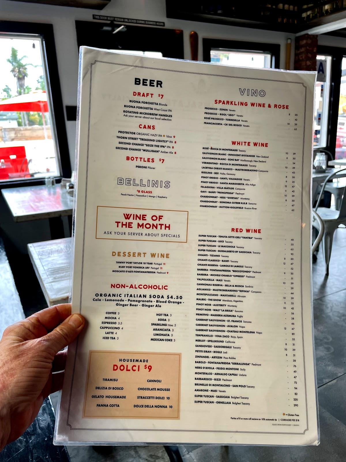 Menu at Buona Forchetta - Encinitas pub & bar, Encinitas