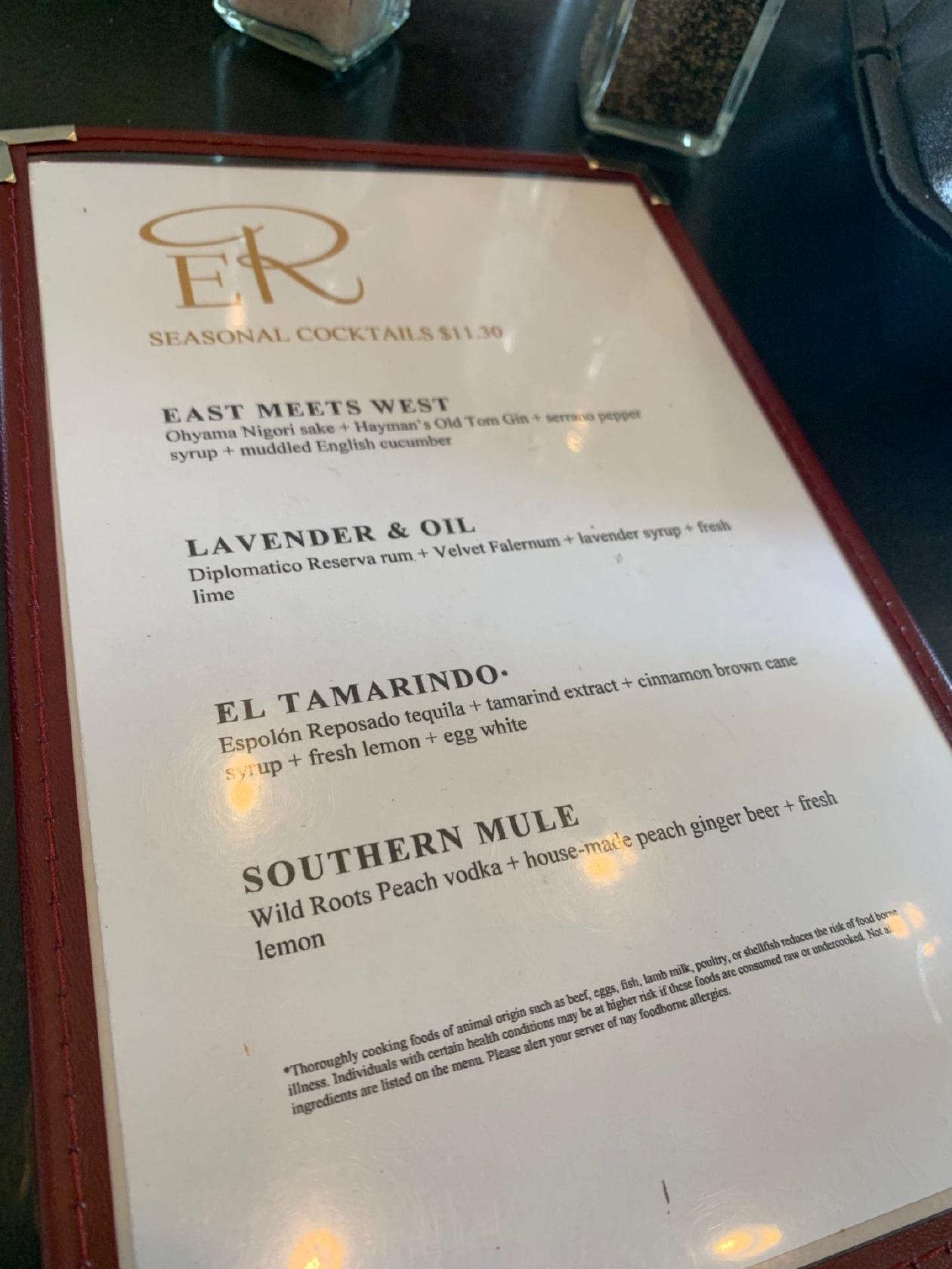Menu at Echo & Rig Butcher and Steakhouse, Las Vegas