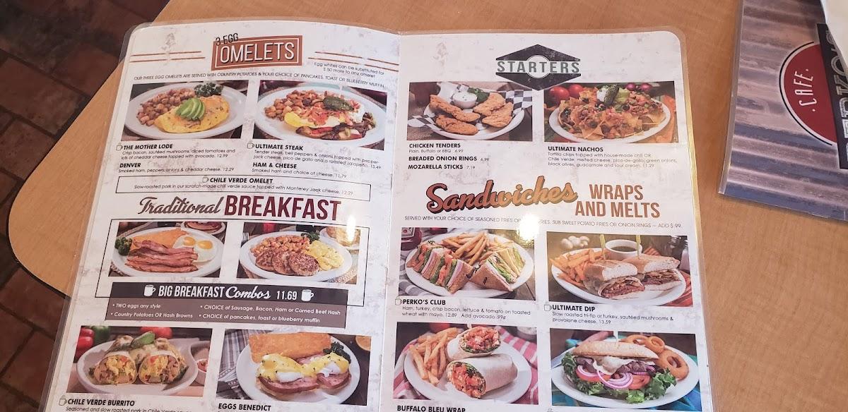 Menu at Perko's Cafe, Modesto, Oakdale Rd