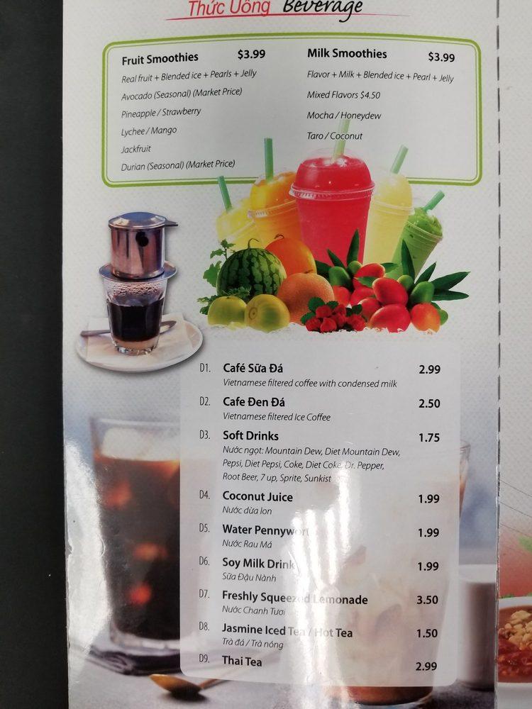 Menu at Pho 888 restaurant, Des Moines, 2nd Ave