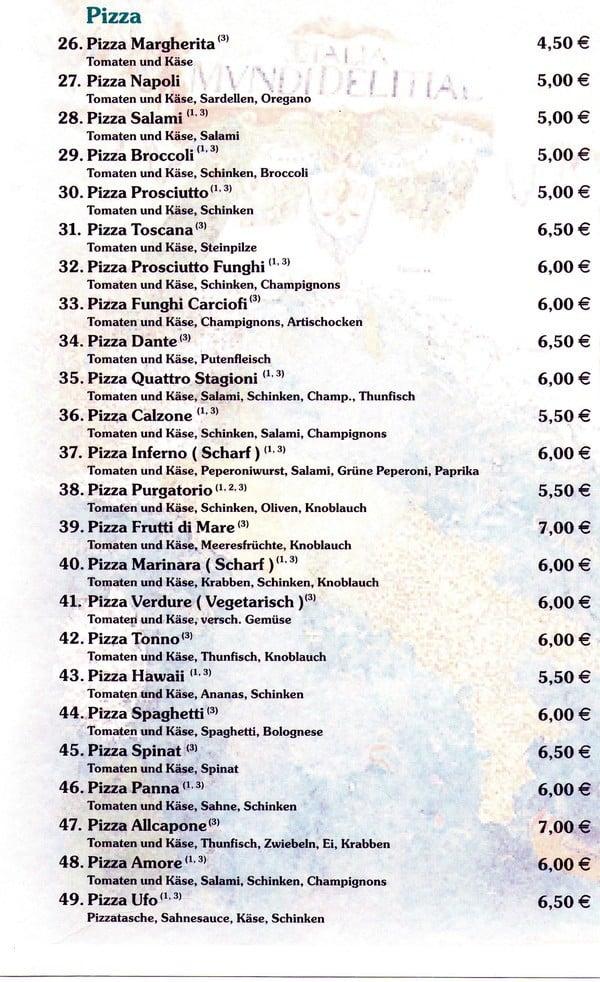 Speisekarte von Ristorante & Pizzeria Rialto, Schloßvippach