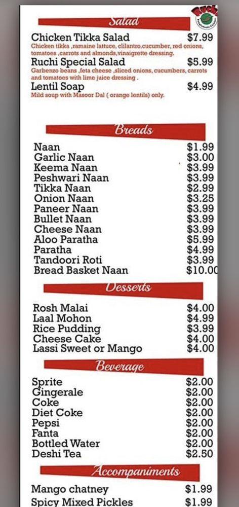 Menu at Bengali Restura restaurant, Kenmore