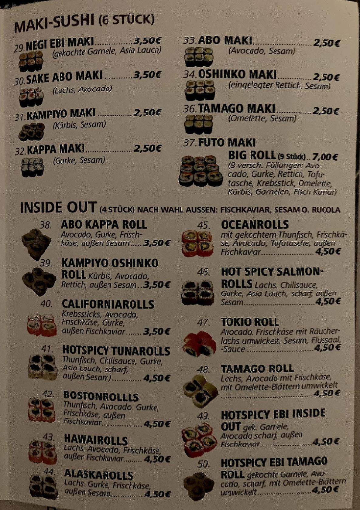 Speisekarte von Chi Sushi restaurant, Eschenburg