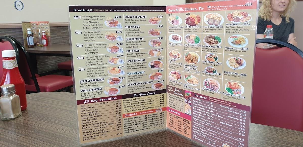 Menu at The Britannia cafe, Walsall