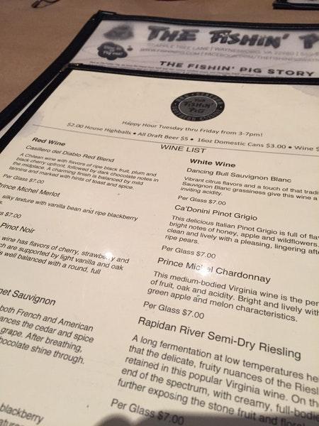 Menu at The Fishin' Pig Waynesboro BBQ, Waynesboro