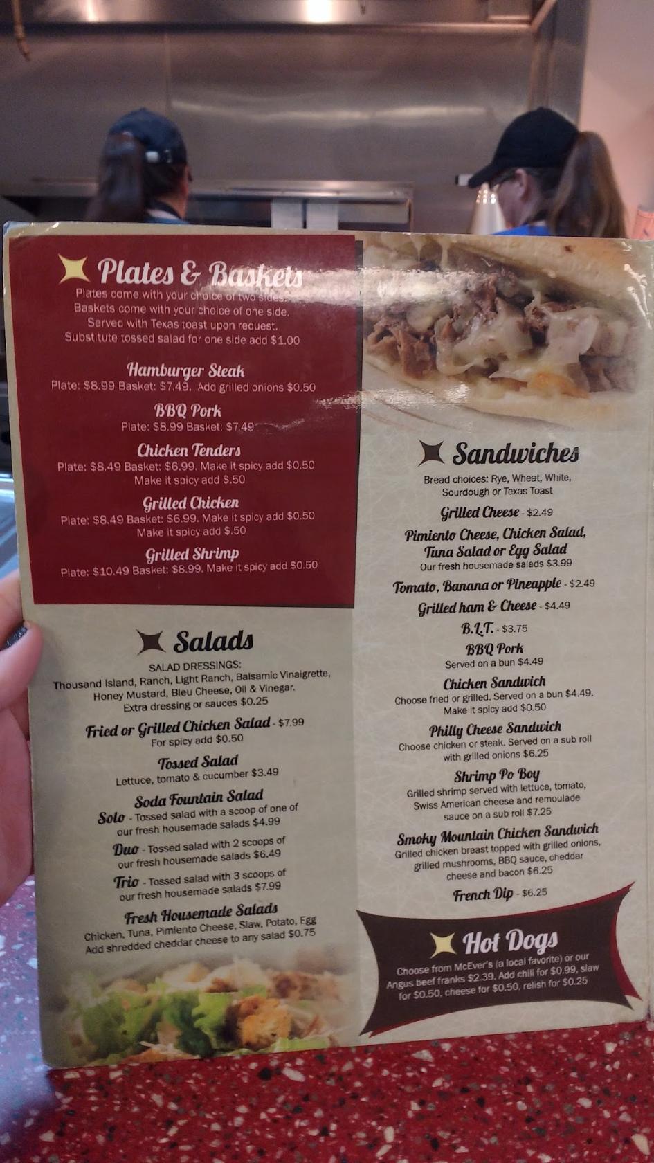 Menu at The Soda Fountain Cafe, Cleveland, 184 W Kytle St