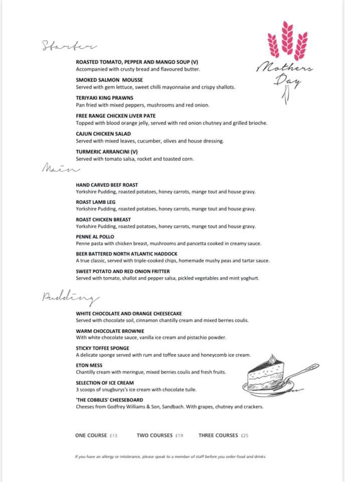 Menu at Wheatsheaf pub & bar, Sandbach