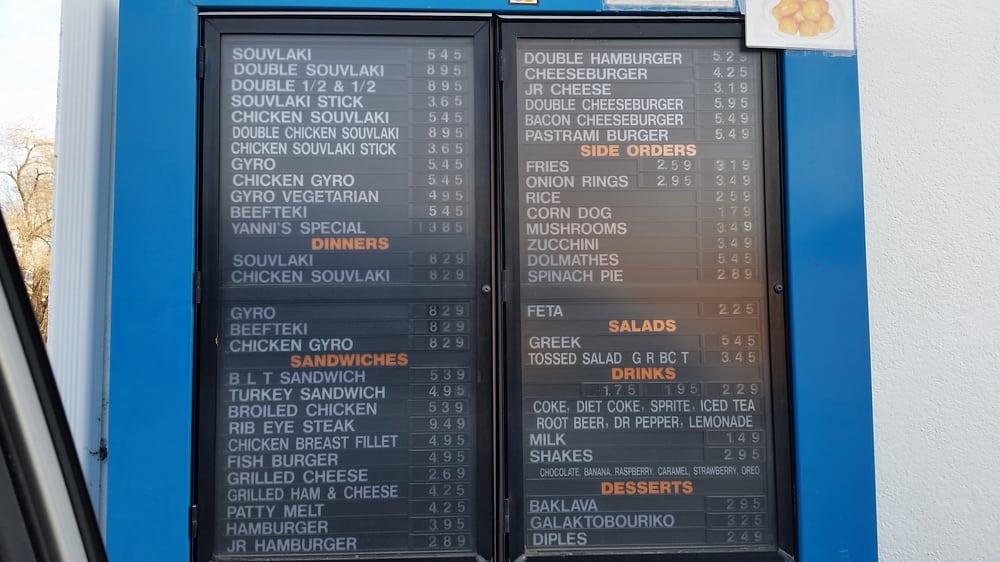 Menu at Yanni's Greek Express restaurant, Salt Lake City