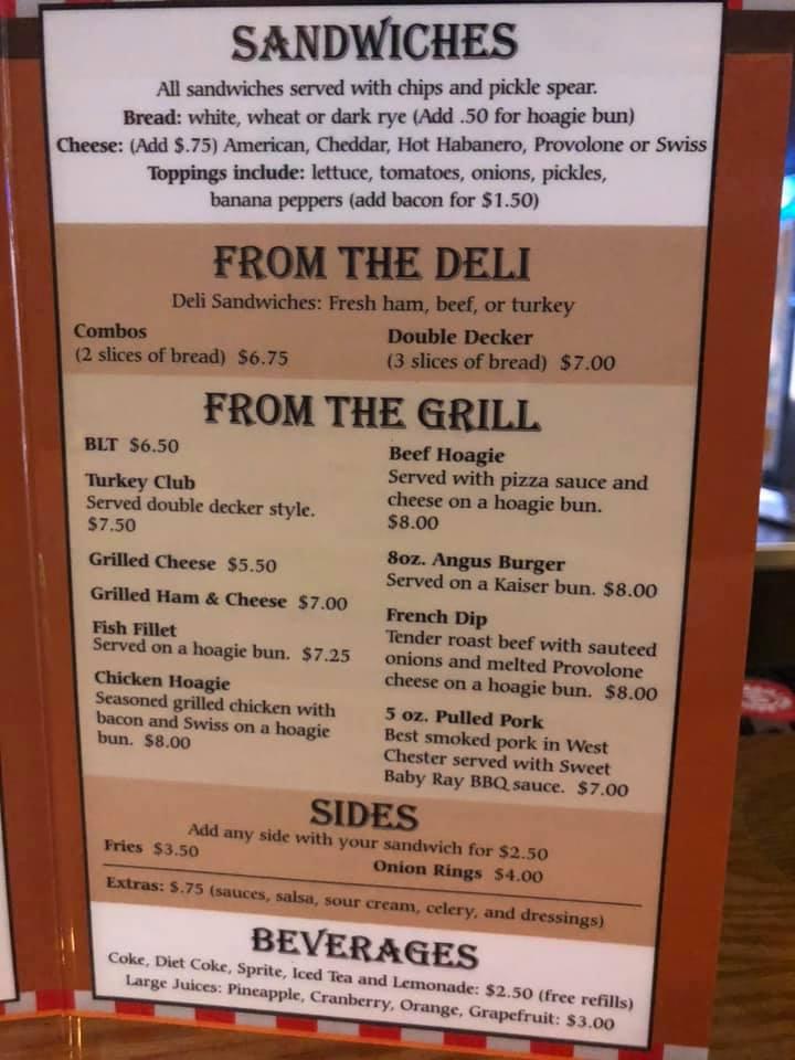 Menu at Hill Station pub & bar, Olde West Chester