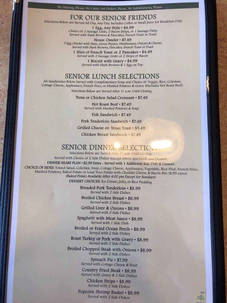 Menu at Lux Cafe, Goshen