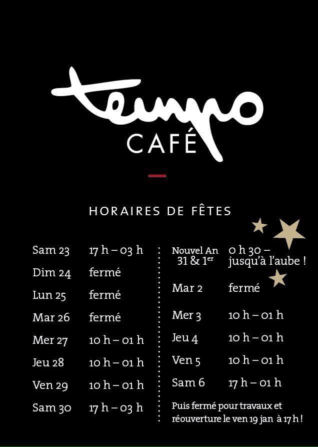 Menu at Tempo cafe, Morlaix