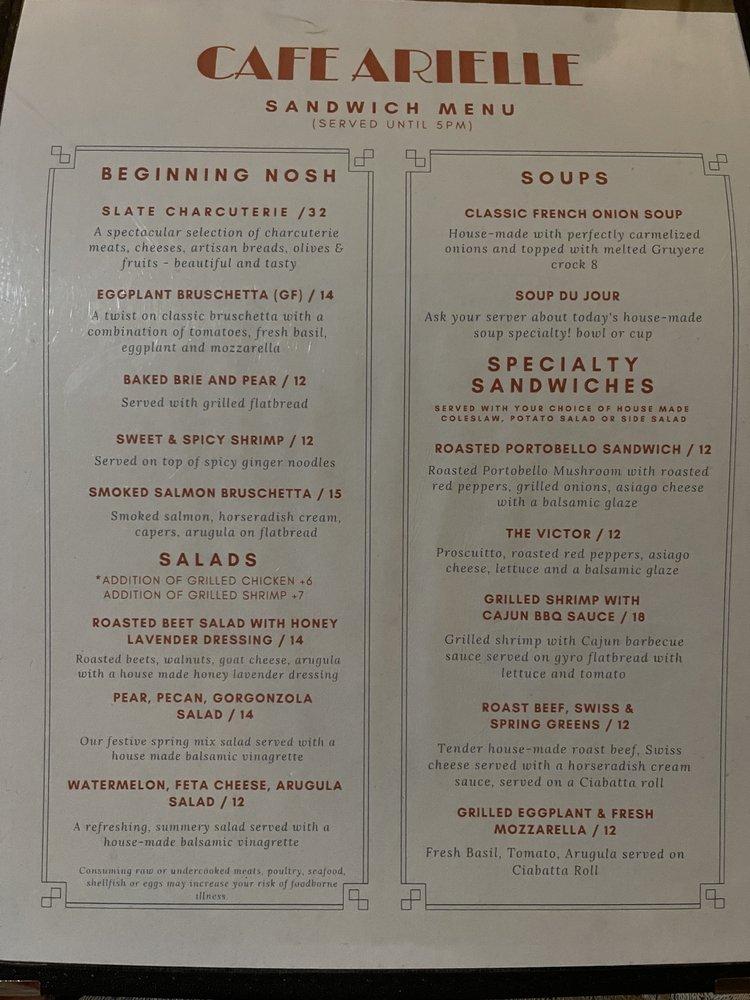 Menu at Cafe Arielle at the Stabin Museum, Jim Thorpe