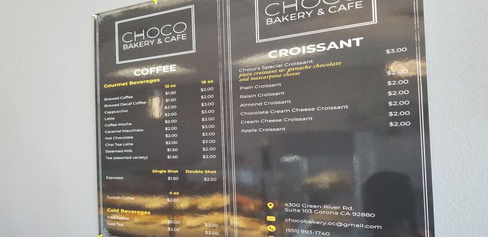 Menu at Choco Bakery & Café, Corona