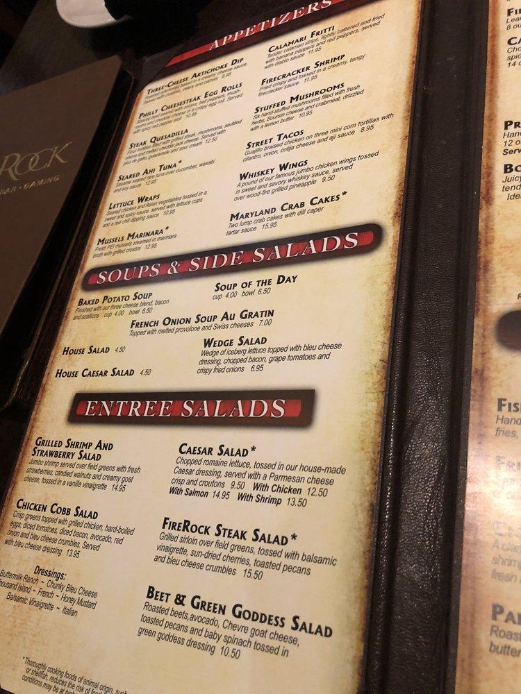 Menu at FireRock Steakhouse, Las Vegas, Centennial Center Blvd