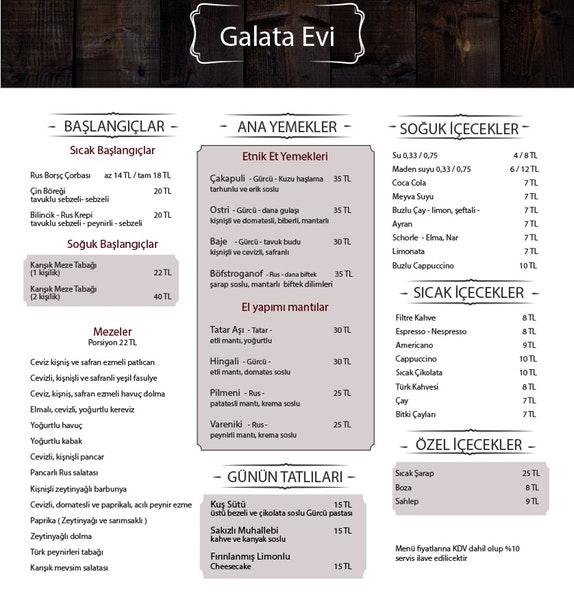 Menu at The Galata House Restaurant, Istanbul, Galata Kulesi Sk. No:15 ...