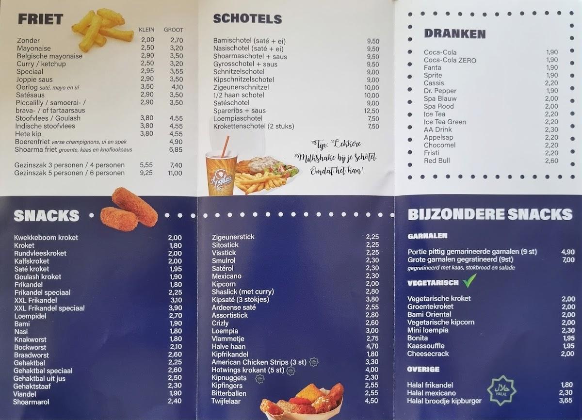 Menu at Heesterakker Frituur, Eindhoven