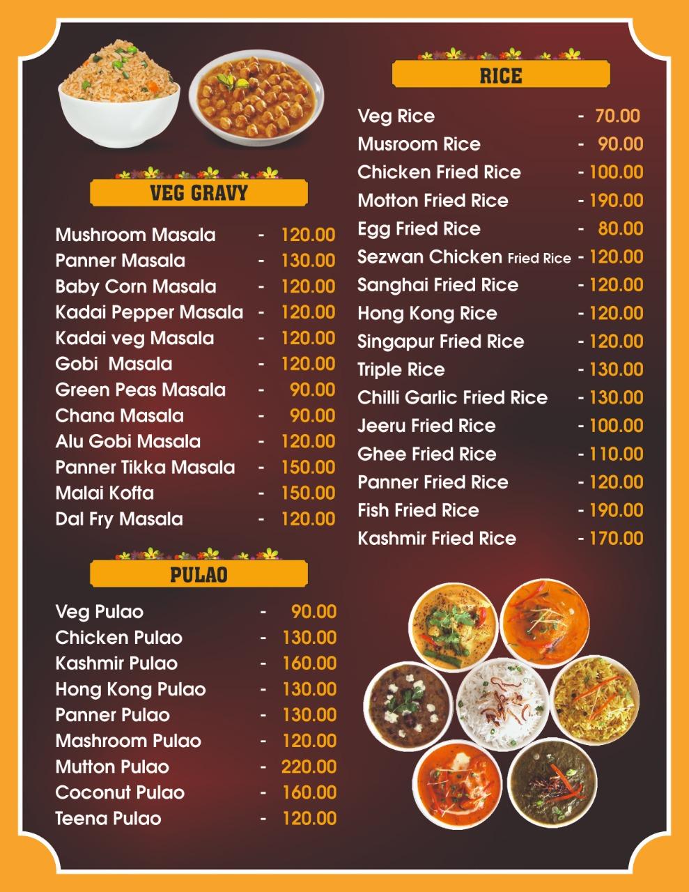Menu at Kanchana Restaurant, Coimbatore