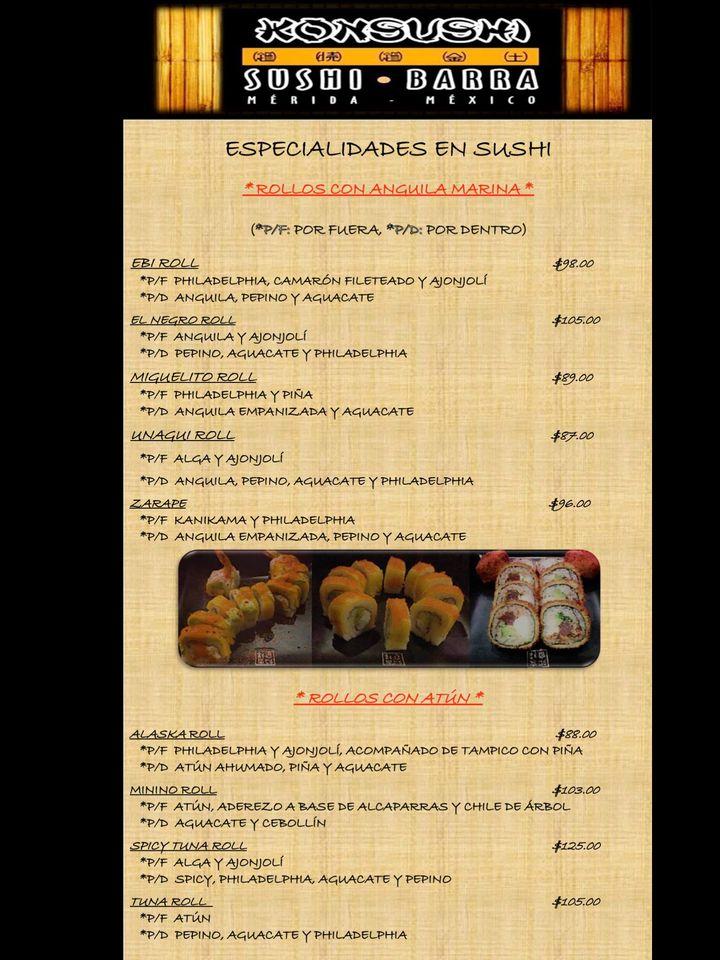 Carta del restaurante KONSUSHI, Merida, C. 45 338