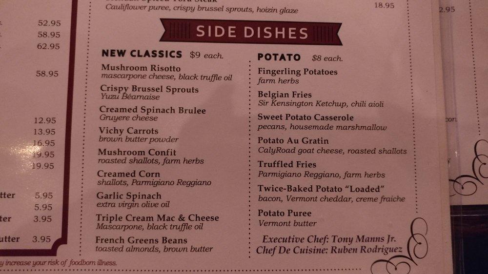 Carta de parrilla Little Alley Steak, Roswell