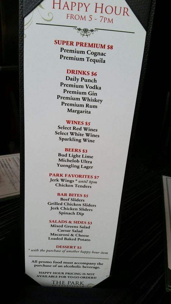 Menu at The Park at 14th pub & bar, Washington, 920 14th St NW