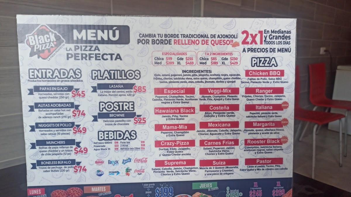 Menu at Black Pizza FX (Centro) restaurant, Aguascalientes
