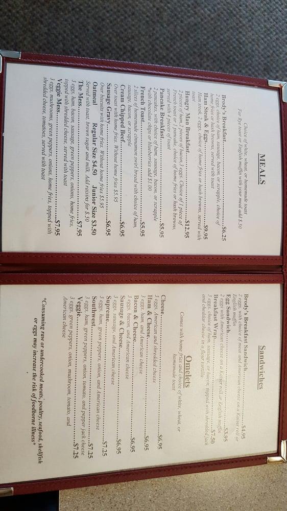 Menu at Earlystown Diner restaurant, Centre Hall