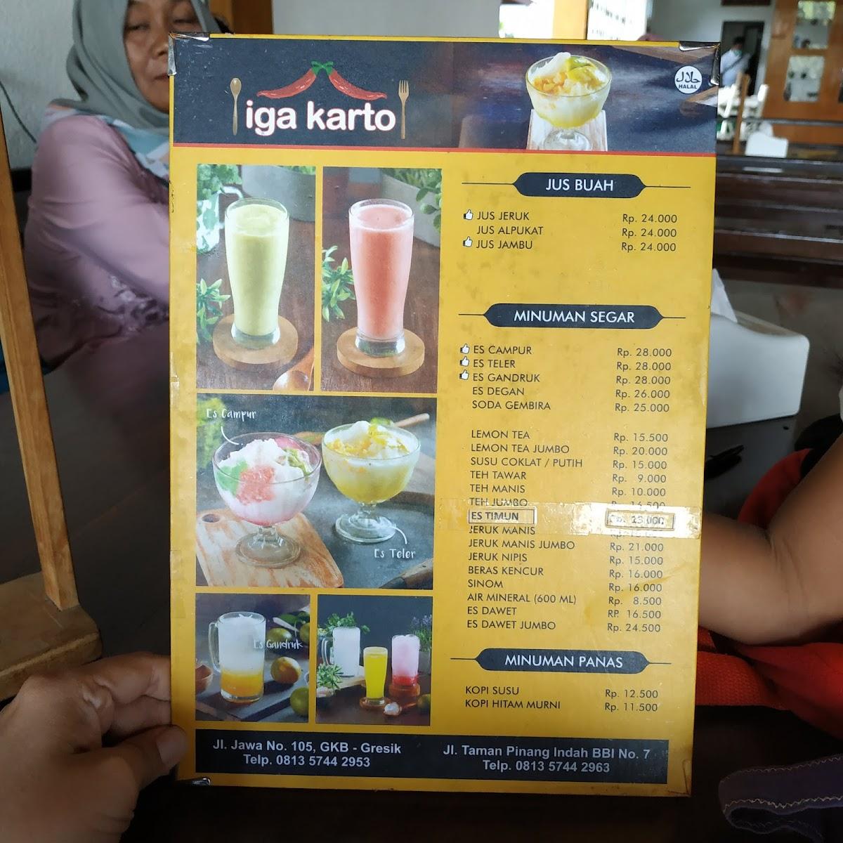 Carta del restaurante Iga Karto, Gresik