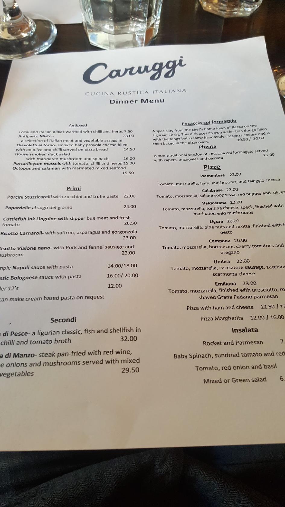 Menu at Caruggi pub & bar, Geelong
