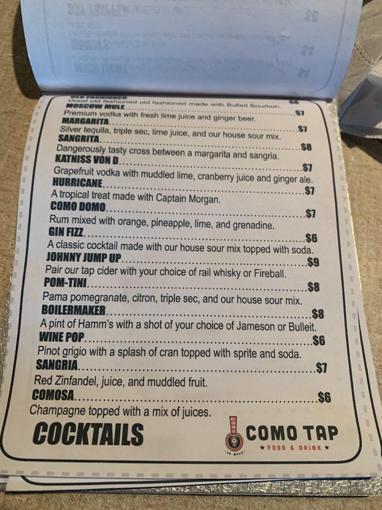 Menu at Como Tap pub & bar, Minneapolis