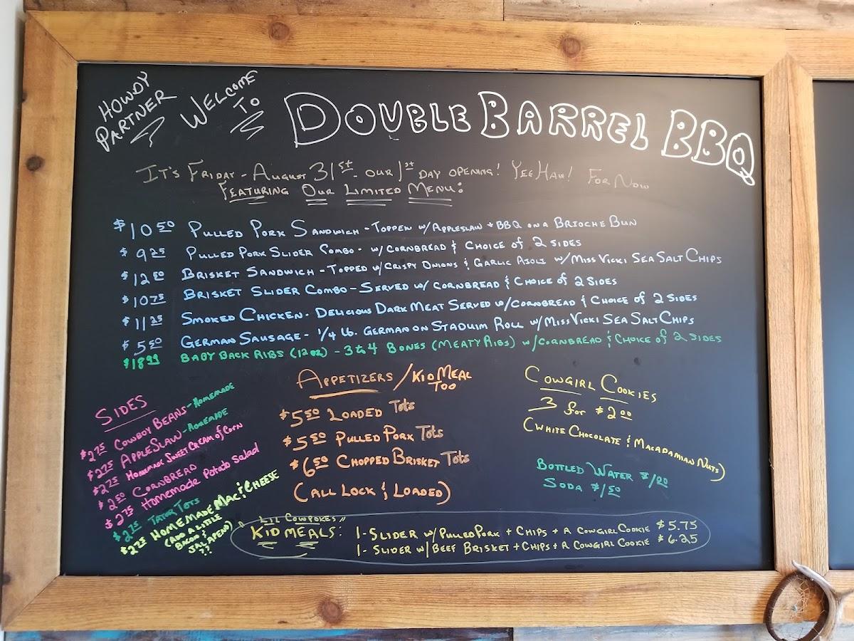 Menu at Double Barrel BBQ, Ocean Shores