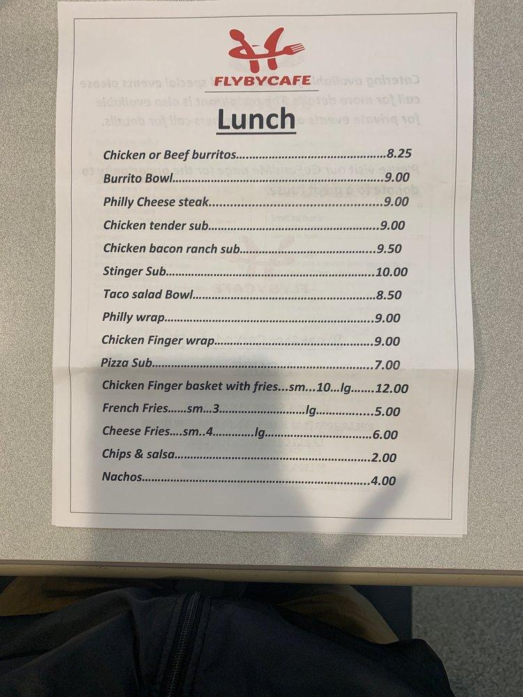 Menu at Flyby cafe, Niagara Falls