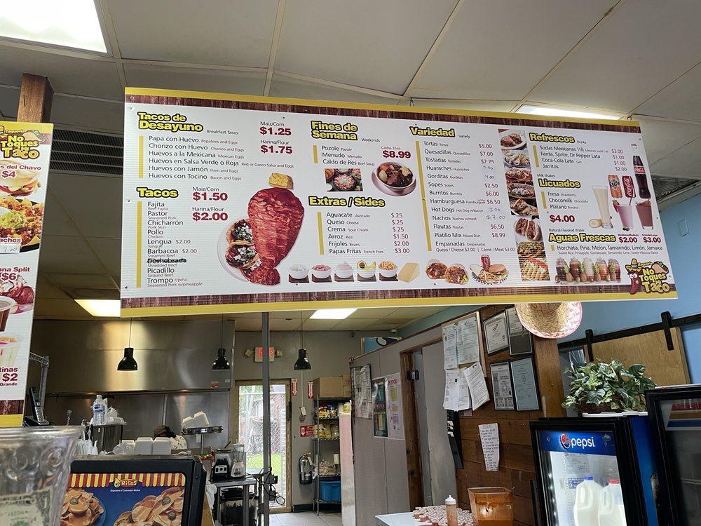Menu at No Toques Mi Taco restaurant, Houston