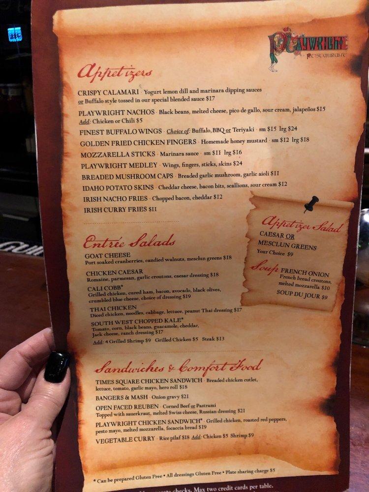Menu at Playwright pub & bar, West New York, 202 W 49th St