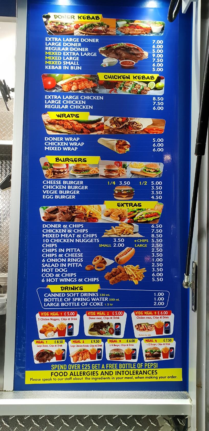 Menu at Shinfield Takeaway, Reading