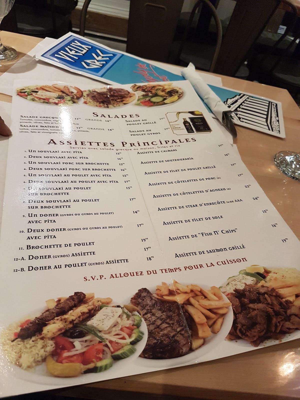 Menu at Souvlaki Vieux Grec restaurant, Laval