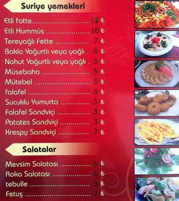 Menu at Tarbuş Restoran, Istanbul