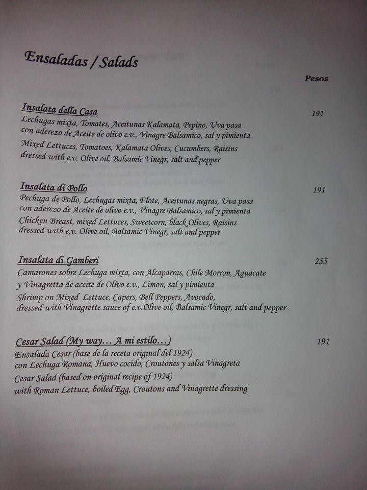 Menu at The Italian Job pizzeria, Cabo San Lucas, Av. del Pescador 7