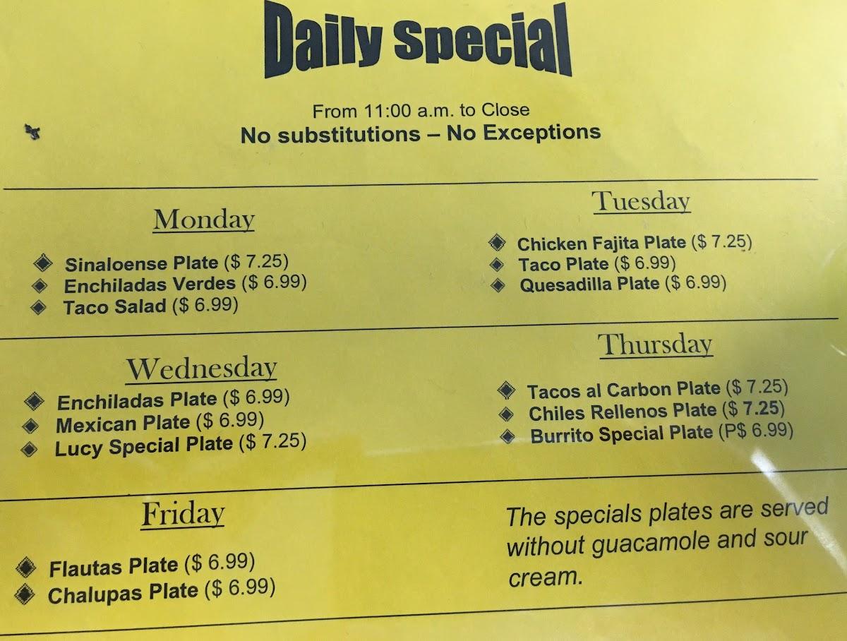 Menu at Coco Loco restaurant, Bryan, Texas Ave