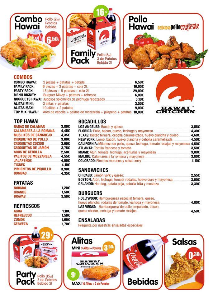 Carta del restaurante HAWAI Chicken, Benicarló