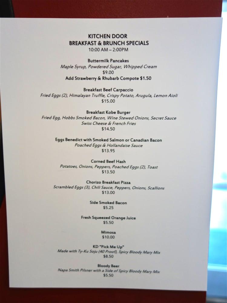 Menu at Kitchen Door pub & bar, Napa
