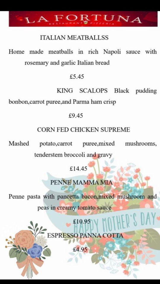 Menu at La Fortuna Restaurant and Pizzeria, Annan