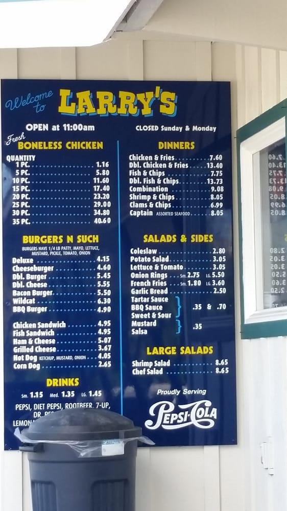 Menu at Larry's Drive In fast food, East Wenatchee