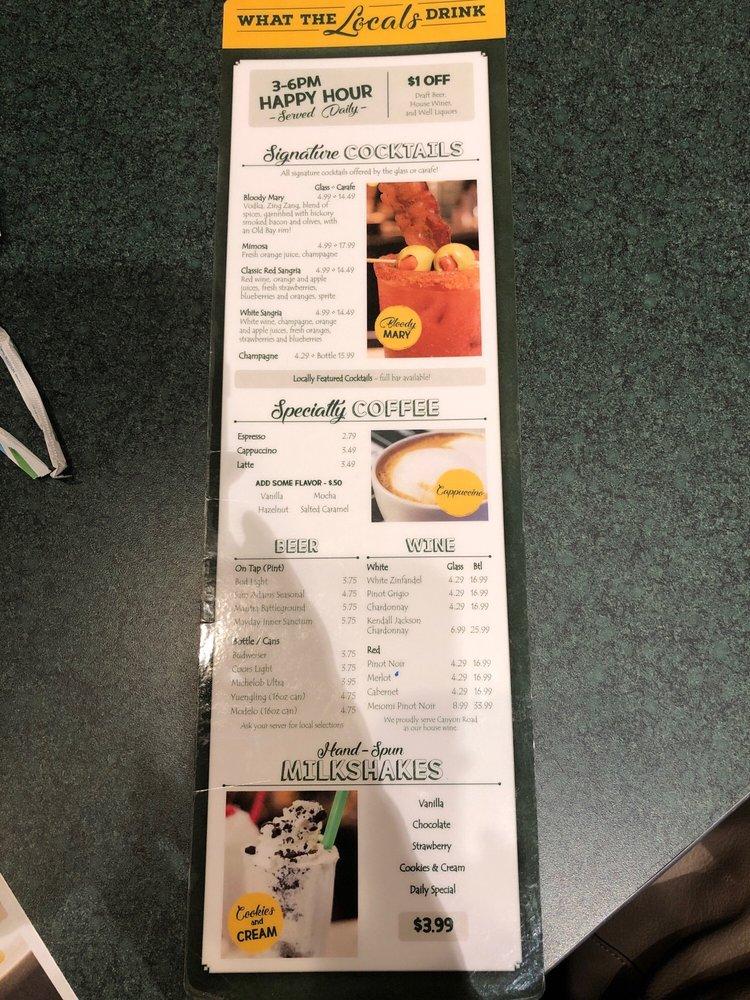 Menu at Metro Diner restaurant, Murfreesboro