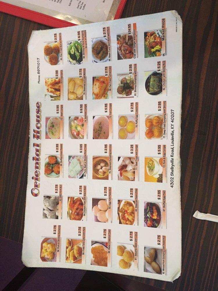 Menu at Oriental House restaurant, Louisville, Shelbyville Rd
