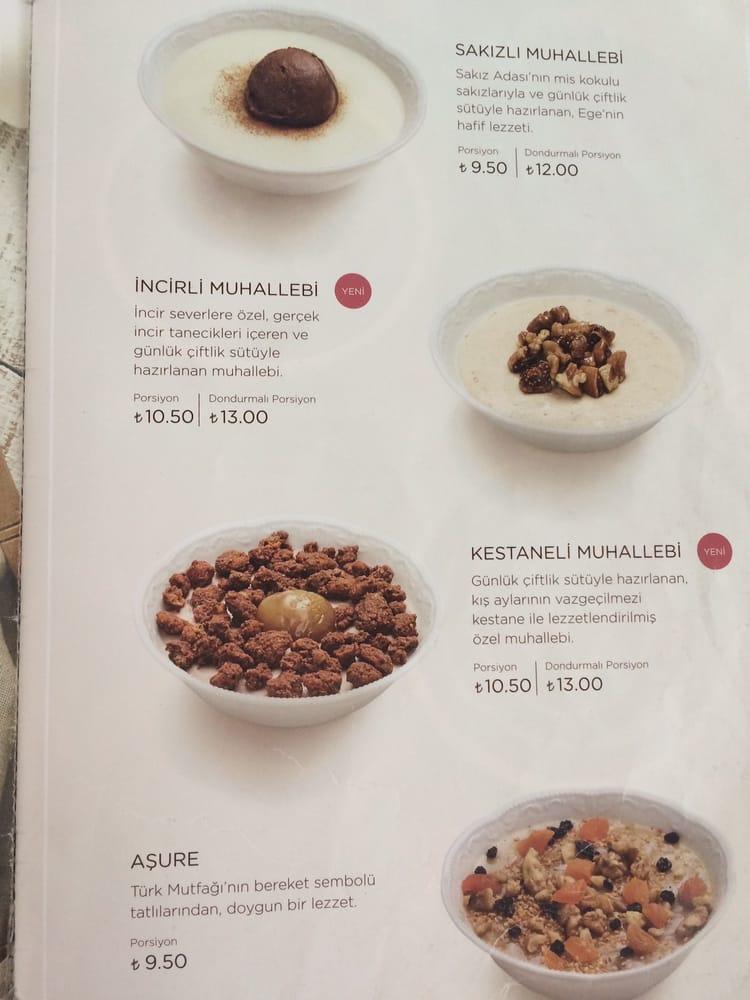 Menu at ÖZSÜT Cafe, Istanbul
