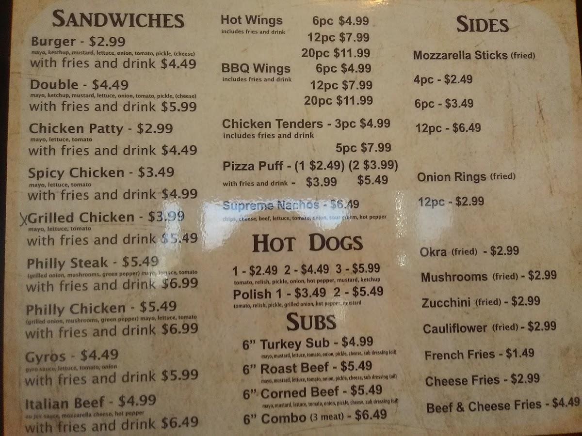 Menu at Paducah grill restaurant, Paducah, Bridge St
