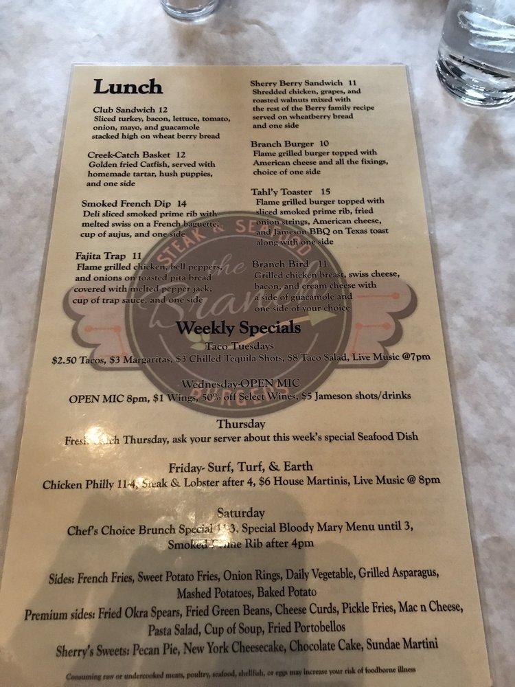 Menu at The Branch pub & bar, Tahlequah