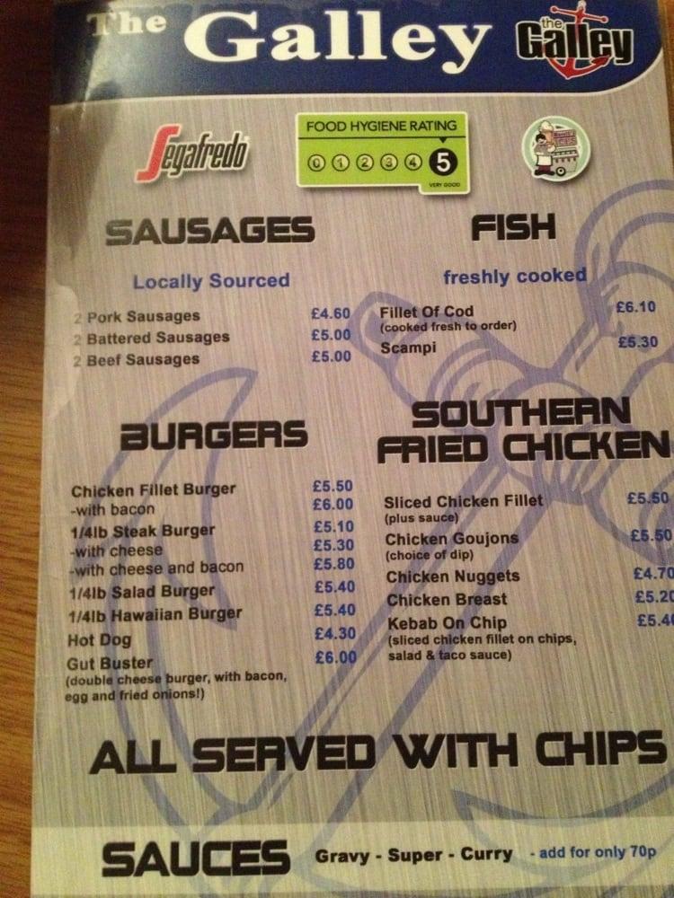 Menu at The Galley cafe, Armagh, 16 Barrack St