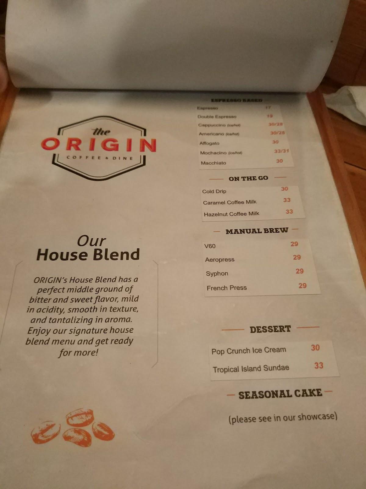Menu at The Origin Coffee & Dine cafe, Surabaya, No.157